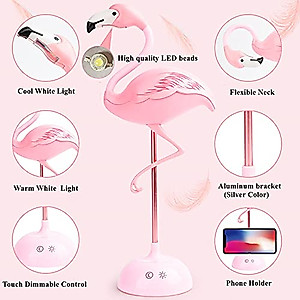 Fantasee Flamingo Desk Lamp USB Bedside Table Lamp Nursery Night Light Touch Dimmable for Child Kids Students Bedroom Living Room Dorm Reading Birthday Party Gift (Pink Flamingo)