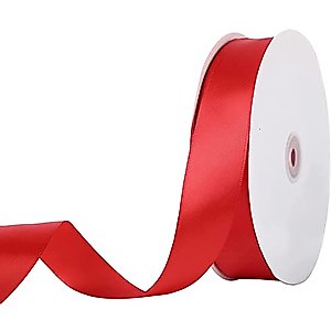 KSRIGHT 1 inch ( 2.54cm Wide)Double Face Red Ribbon 25 Yards for Gift Wrapping,Wedding Decoration, Bows Making , Sewing, DIY Crafts