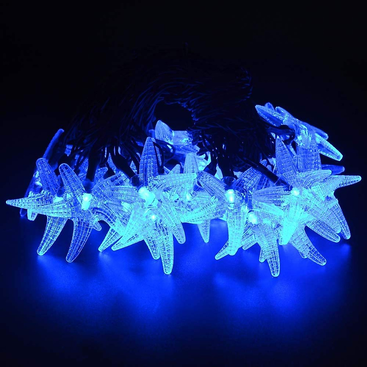 YUJINQ Starfish Solar String Lights, 21ft 30 LED Fairy Halloween Christmas Lights Decorative Lighting for Indoor/Outdoor, Garden, Home, Patio, Lawn, Party and Holiday Decorations (21, Blue)