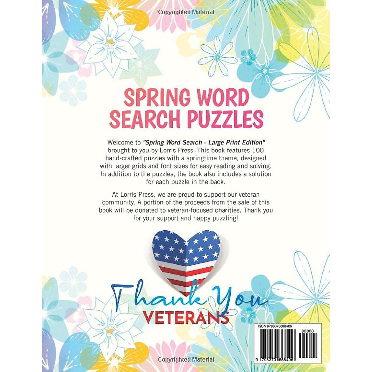 Spring Word Search for Adults Large Print Puzzle Books for Adults and Seniors: Easter Basket Stuffers 1500 Words 100 Puzzles Word Find Games for Brain (Stocking Stuffers)
