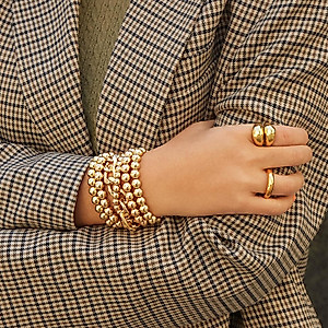 Me&Hz Chunky Dome Rings, 18K Gold Plated Statement Rings for Women Knuckle Thick Band Chunky Rings Cocktail Party Minimalist Signet Ring, Size 8