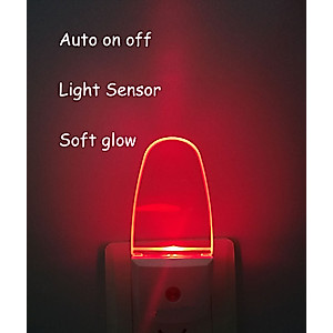 REMINDA 4 Pack Auto Nightlight Lamp with Dusk to Dawn Sensor for Bedroom, Plug in, Red