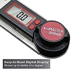 Calculated Industries 7455 AccuMASTER Digital Protractor Angle Finder Ruler for Crown, Trim, Woodworking | 7 Inch Stainless Steel Blade | Hold and Zero Function | Includes Battery, Protective Case