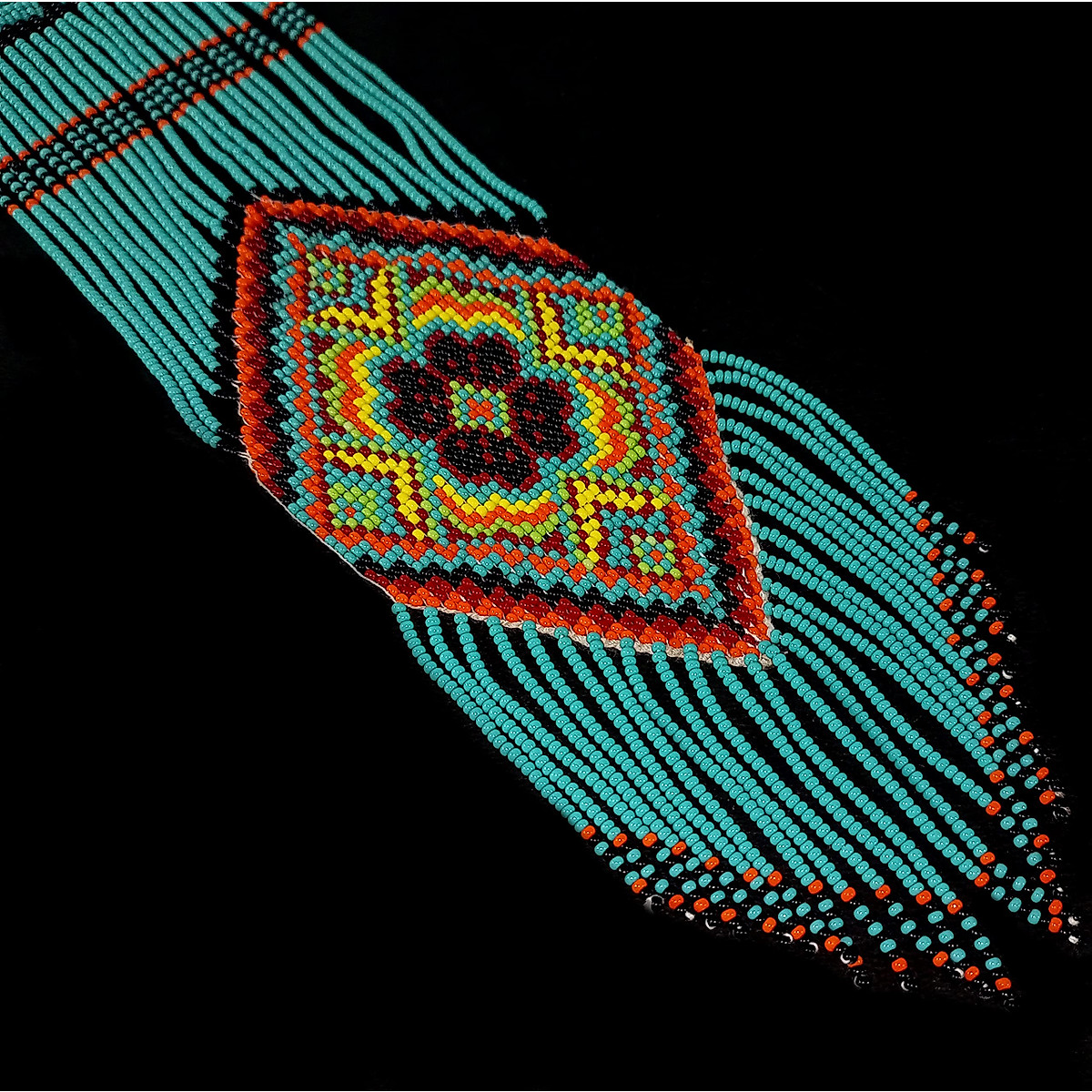 Weavish Native American Style beaded necklace for women Boho Statement Designer Jewelry Handmade Seed bead Long with earrings and Bracele (Turquoise)