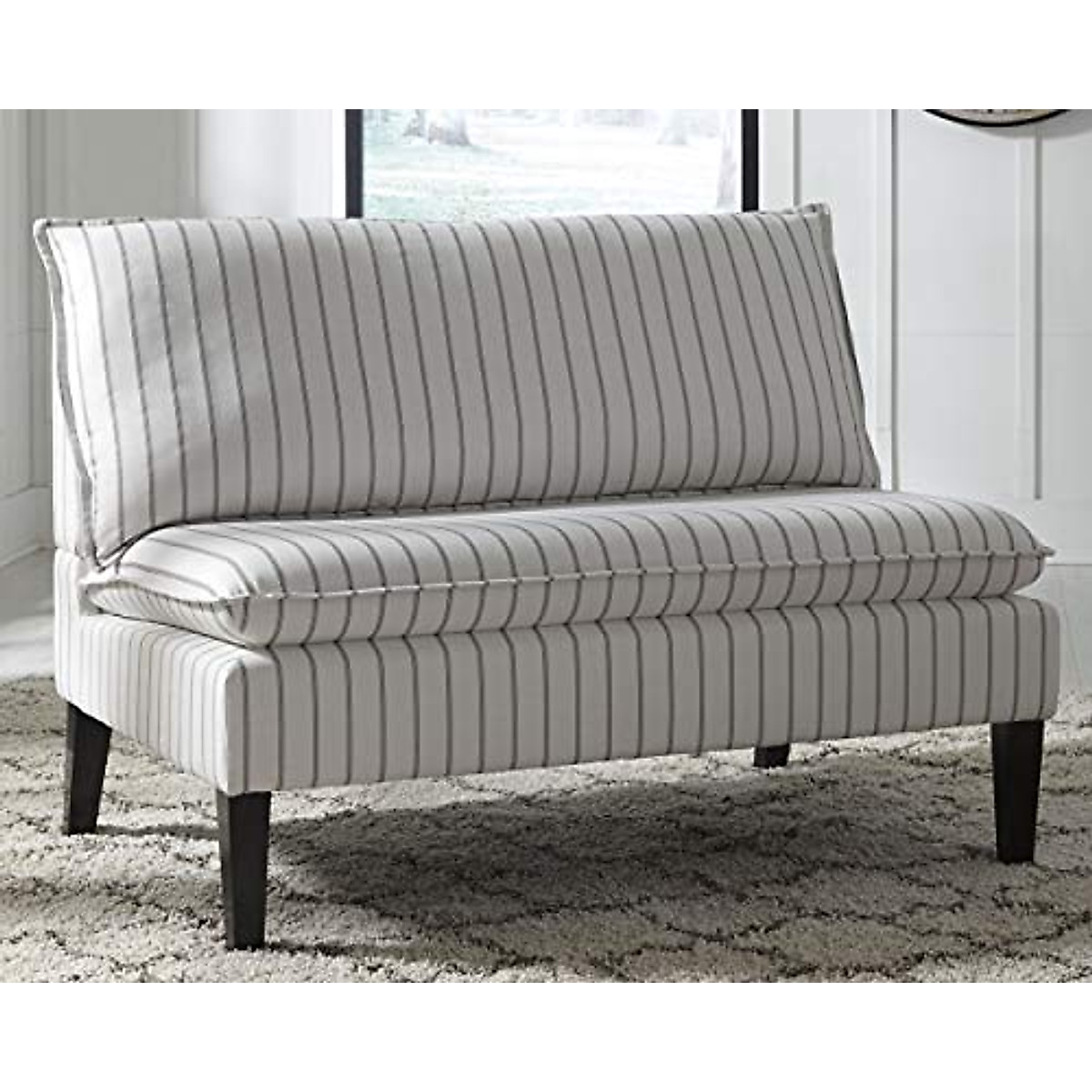 Signature Design by Ashley Arrowrock Modern Farmhouse Striped Accent Bench, White & Gray