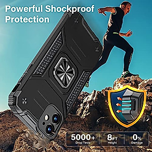 Vakoo Case for iPhone 11 6.1 Inches, with Magnetic Ring Kickstand, Military Drop Protection Rugged Sturdy Cover, Black