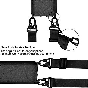 Mobile Phone Chain Case Compatible with Apple iPhone 11 Necklace Case Nylon Shoulder Strap Soft Silicone TPU Cover with Cord for Hanging Protective Case with Stylish Strap (Black)