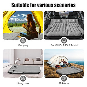 DikaSun Inflatable SUV Air Mattress Bed Car Mattress for SUV, Double-Sided Flocking Travel Camping Bed Car Air Mattress, Car Sleeping Mattress Bed for Universal SUV with Car Air Pump 2 Pillows