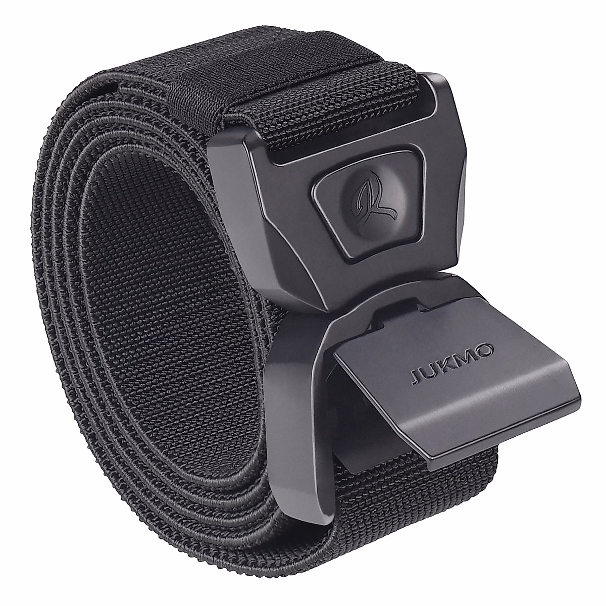 JUKMO Quick Release Tactical Belt, Military Work 1.5" Nylon Web Golf Belt with Heavy Duty Seatbelt Buckle (Black, Medium-for Waist 36"-42" (Length 49"))