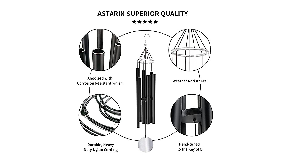 ASTARIN 36" Wind Chimes - Soothing Deep Tones