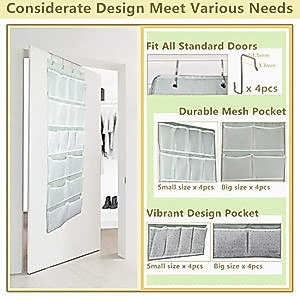 KANCNT 18 Pocket Over the Door Shoes Organizers, Hanging Storage Rack, Closet Hang Holder Rack with 4 Metal Hooks to Organize Shoes Toys Hat Underwear Socks in Entryway,Bathroom,Pantry