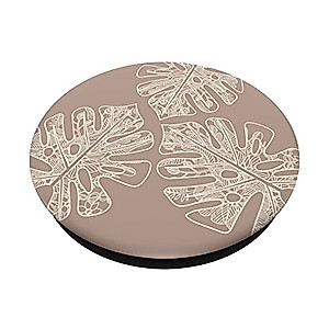 Tropical Monstera Leaves Boho Beige Neutral Floral Pattern PopSockets Swappable PopGrip