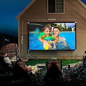 Projector Screen and Stand, 120-inch CENTURY-STAR Outdoor Movie Screen Wrinkle-Free Nylon 16:9 Outdoor Projector Screen, Portable Video Projection Screen with Carrying Bag for Home Theater Backyard