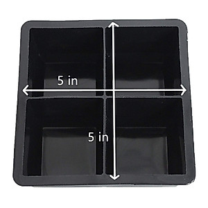 witice Silicone Ice Cube Trays Large for Whisky(2.5-Inches) - Whiskey Ice Cube Mold, With Easy Release Ice Cubes for Whiskey and For Cocktail,Food Grade (Black 1 Tray)