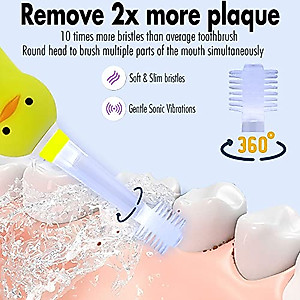 Brilliant Kids Sonic Electric Toothbrush Characters with Flashing Lights and Fine Bristles - Fun Brushing for Parent and Child, Ages 3-8, Duck