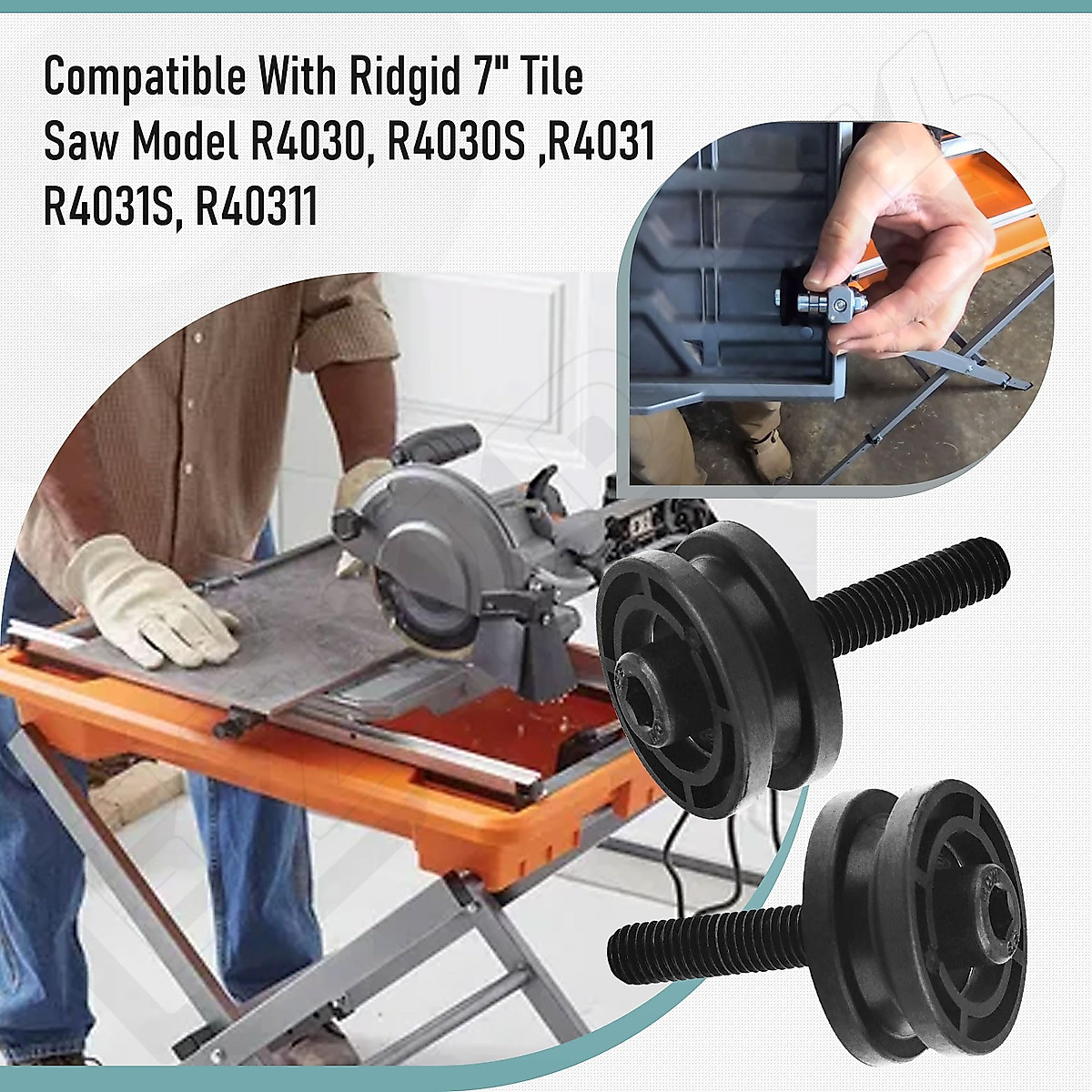 EZYPAK 305784005 089041054704 Table Roller for Ridgid 306784001,305784001 524820001 Table Roller - Fits 7" Tile Saw model R4030, R4031, R4030S, R4031S, R40311 (6)