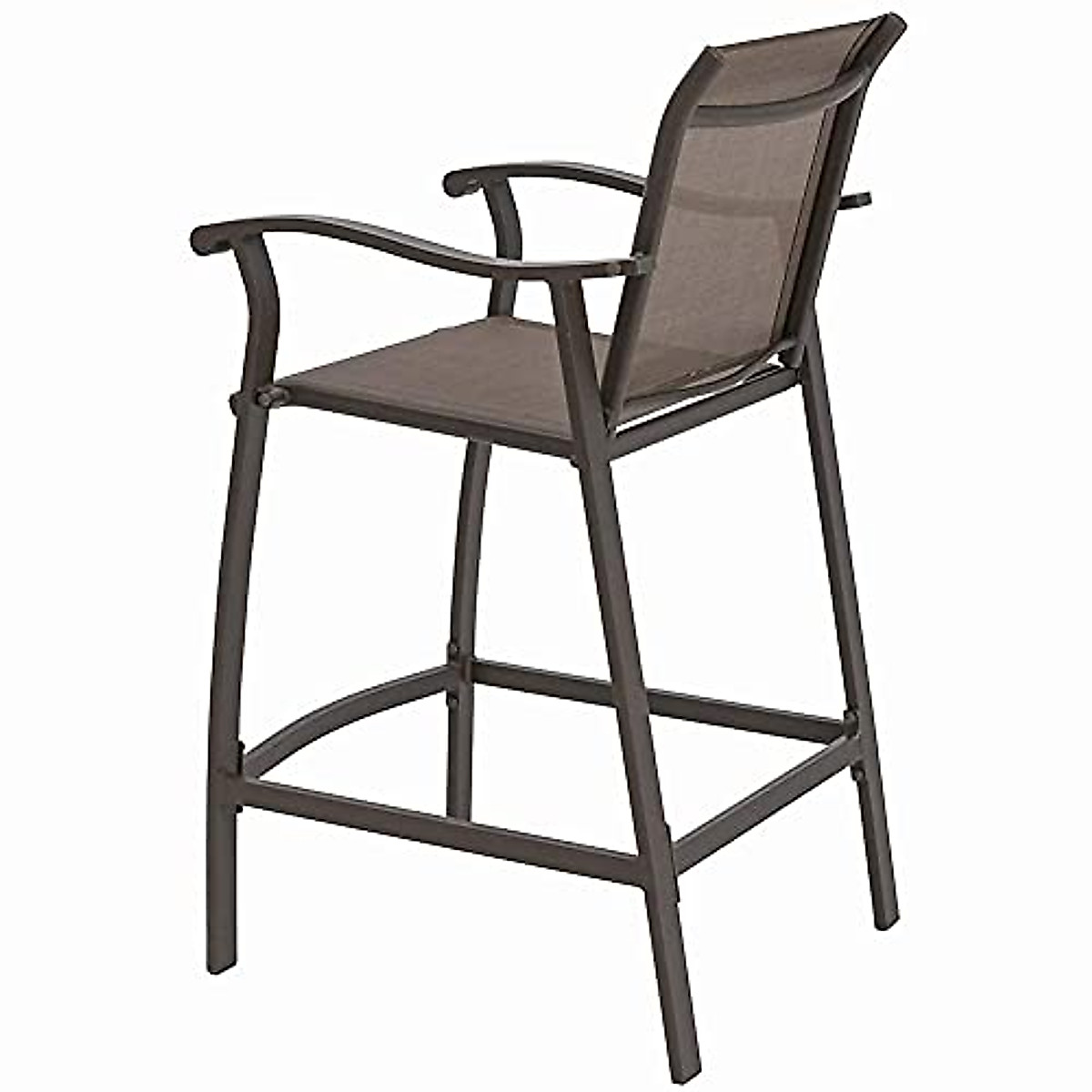 Crestlive Products Outdoor Counter Height Bar Stools Set of 2 Classic Patio Furniture Bar Chairs with Heavy Duty Aluminum Frame in Antique Brown Finish (Brown)