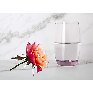 Burns Glass Colored Drinking Glasses Set of 4-13 oz Clear Stemless Water Wine Glasses with Colored Bottom, Italian-Style Multi-Purpose Glassware, Her/Him Wedding Birthday Christmas Gifts, Lavender