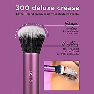 Real Techniques Everyday Essentials Kit, Makeup Brushes & Makeup Blending Sponge, Makeup Tools For Foundation, Blush, Bronzer, & Eyeshadow, Synthetic Bristles, 5 Piece Set