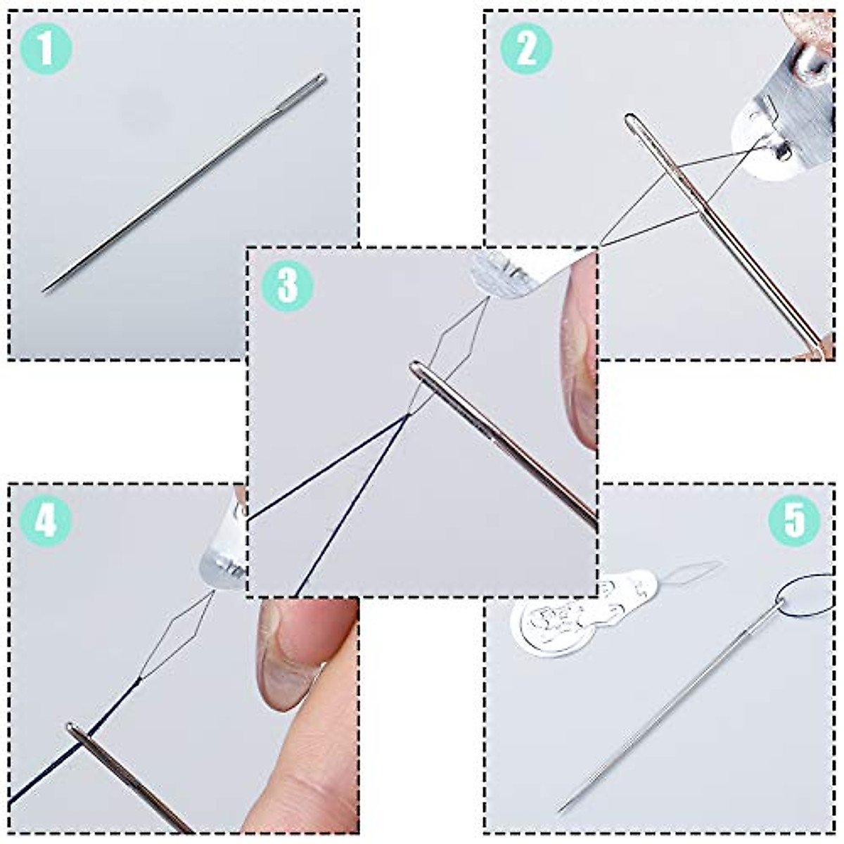 200 Pieces Needle Threader Stitch Insertion Hand Machine Sewing Tool Sizes 45 mm Aluminum Needle Threader Silver Tone Wire Loop for Embroidery DIY Sewing Crafts