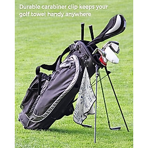 Golf Towel Pastoral Blue Leaves Seamless White,Waffle Pattern Microfiber Club Cleaner Golf Towels with Carabiner Clip for Women Men Dad,Aesthetic Botanical Art Golf Towel for Golf Bags,24x16in