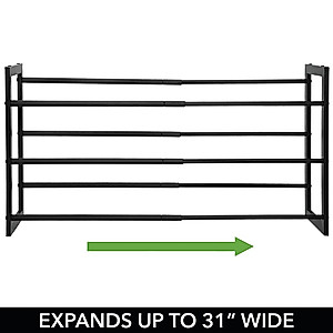 mDesign Metal 3 Tier Adjustable/Expandable Shoe and Boot Storage Organizer Rack - Space-Saving, Angled Vertical Storage - Closet, Entryway, Mudroom, Bedroom, Garage - Black