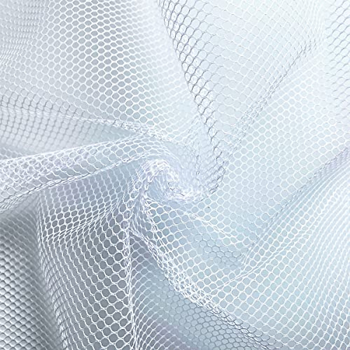 29.5 X 59 Inch White Hexagonal Mesh Fabric Slightly Stretchy for Backpack Pocket and Straps, Laundry Bag,Trunk Lining,Netting Clothes, Netting Bag Shopping Bag (White)