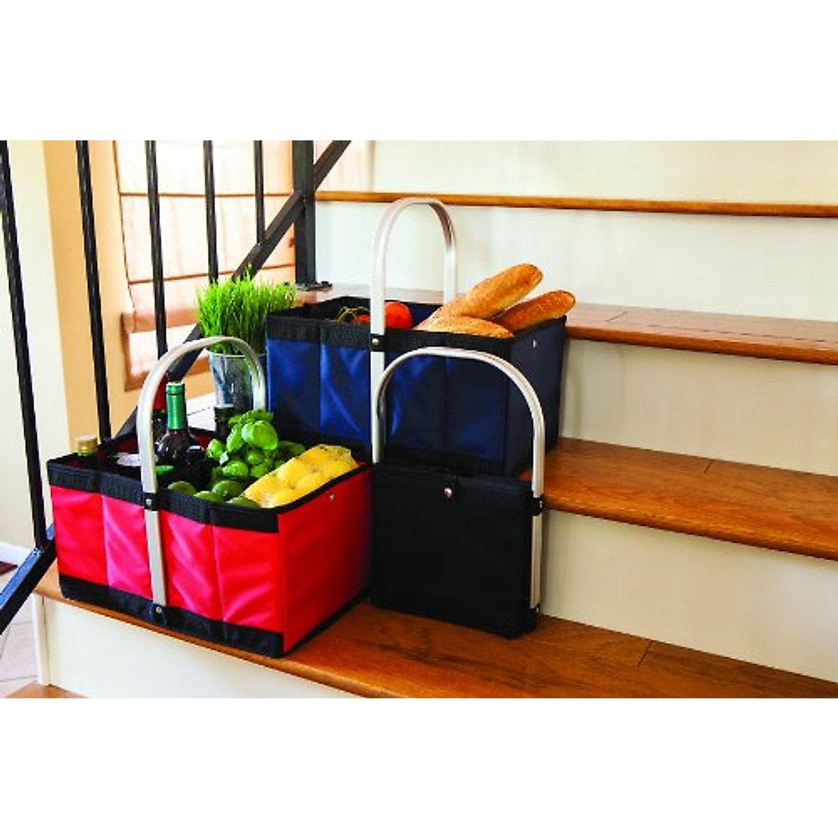 ONIVA - a Picnic Time brand Urban Basket Collapsible Tote, Utility Tote Bag, Folding Reusable Grocery Bag with Handle, (Black)