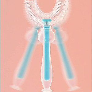 ROSEWARD [Upgraded] U Shaped Toothbrush Kids Toddler Baby Toothbrushes 360 Degree Round Tooth Brush Extra Soft, Food Grade Silicone(Large (Age 6-12), Blue)