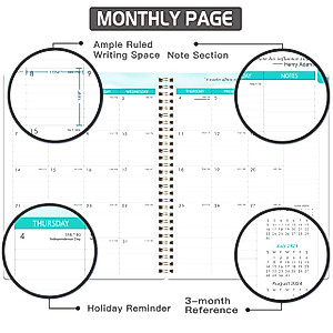 Teacher Planner 2024-2025 - Weekly & Monthly Lesson Plan Book, July 2024 - June 2025, 8" x 10", Academic Planner with Twin-Wire Binding for Teachers - Apple