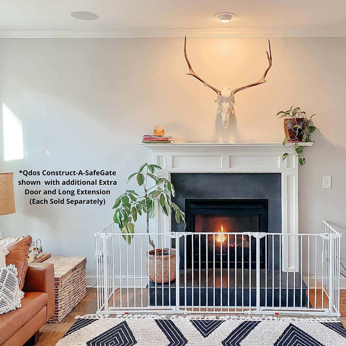 Qdos Safety Construct-A-SafeGate Extra Door Extension | Slate | Used with Construct-A-SafeGate to Create Customized Safe Spaces around Fireplaces, Large Openings, Stairways - 31.5" wide