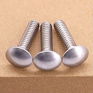 (6 Sets) 3/8"-16 x 3 Carriage Bolt with Hex Nuts and Flat Washers SAE, Round Head Square Neck Bolts, 304 Stainless Steel 18-8, Full Thread UNC