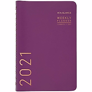AT-A-GLANCE 2021 Weekly & Monthly Planner by AT-A-GLANCE, 5-1/2" x 8-1/2", Small, Contemporary, Purple (70108X5921)