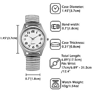 JewelryWe Mens Ultra Thin Easy Reader Watch with Elastic Strap, Golden/Silver Watch