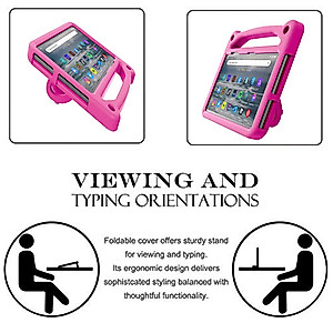 Fire 7 Tablet Case for Kids (Only Compatible 12th Generation , 2022 Release)-SHREBORN Lightweight Shockproof [Handle-Friendly] Case with Stand for All-New Amazon Kindle Fire 7 Kids Tablet 2022-Pink