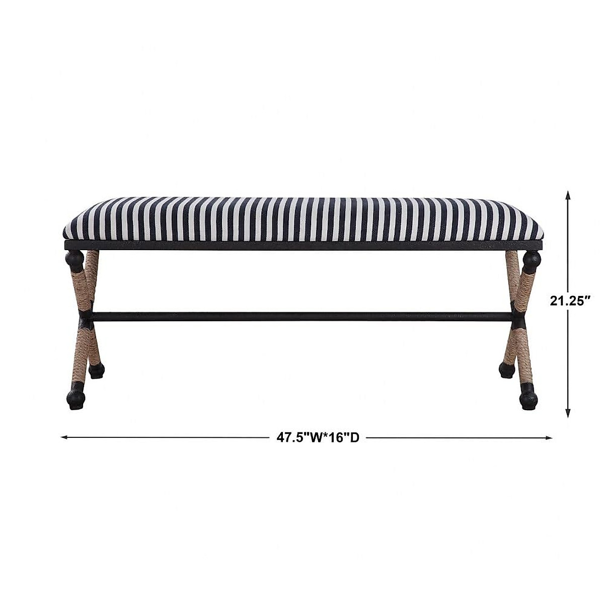 Uttermost Braddock - 47.5 inch Striped Bench