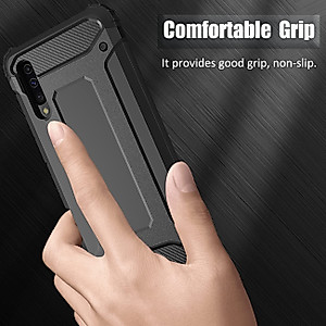 DFTCVBN Phone Case for Huawei P30 Case, ELE-L29 ELE-L09 with HD Screen Protector, Dual Layer Protective Slim Hybrid Cell Phone Cover Shockproof Cases for Huawei p30 Black