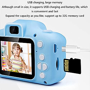 Kids Camera Toys for Boys and Girl, Kids Digital Video Camera for Children with Shockproof Soft Cover, Best Christmas Birthday Gifts for Boys Girls ( Color : Blue , Memory card : With 8g memory card )