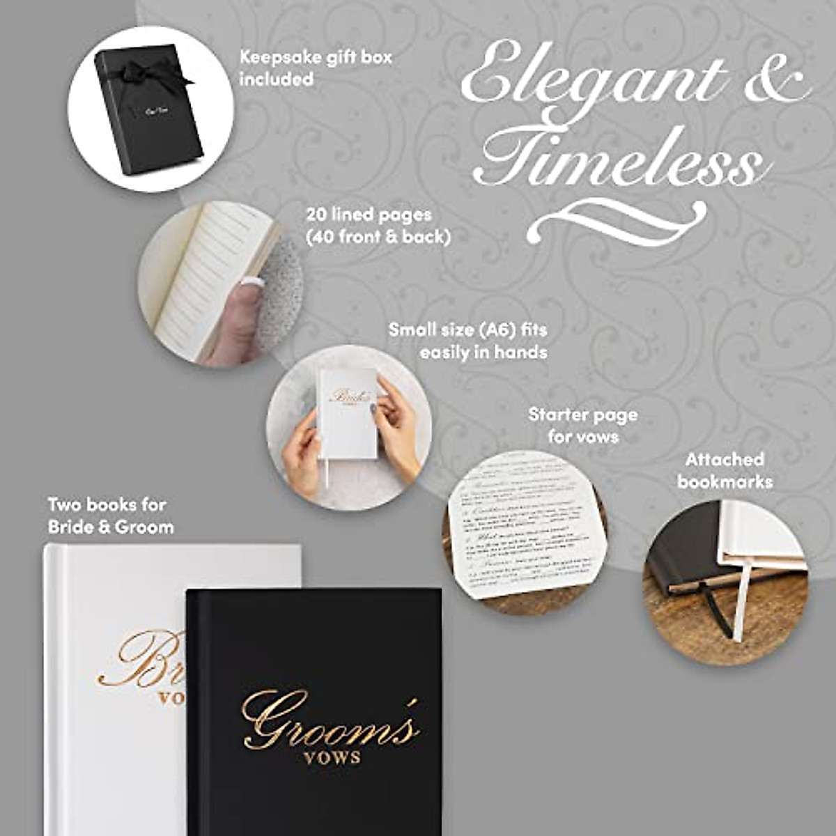 AERAI GROUP Vow Books, Wedding Vows Book - Bride and Groom Vow Book for Wedding - Wedding Booklets Black and Gold - Vow Journal 5.5 x 3.9 In with Box - Wedding Notebook - Bridal Shower & Vow Renewal