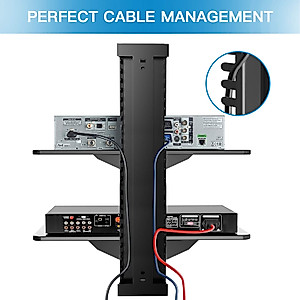 PERLESMITH Floating Wall Mounted Shelf Double AV Shelf with Strengthened Tempered Glasses for DVD Players,Cable Boxes, Games Consoles, TV Accessories - Holds up to 16.5 lbs PSDSK2-1