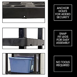 Oskar 4-Tier Storage Shelf, Heavy Duty Shelving Unit, 400 lbs(14 x 30 x 57 inches), Multipurpose Organizer for Garage, Basement, Laundry Room, Utility Shed, Workshop, Made in North America, Black