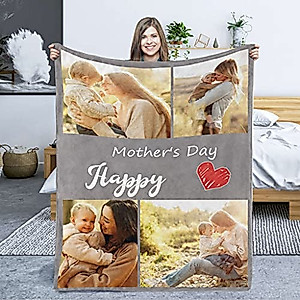 Youltar Mother Day Custom Gifts,Gifts for Mom, Custom Blanket with Photo Text, Birthday Gifts for mom from Daughter/Son,Custom Blanket with Pictures,Christmas Personalized Gift,Personalized Blanket
