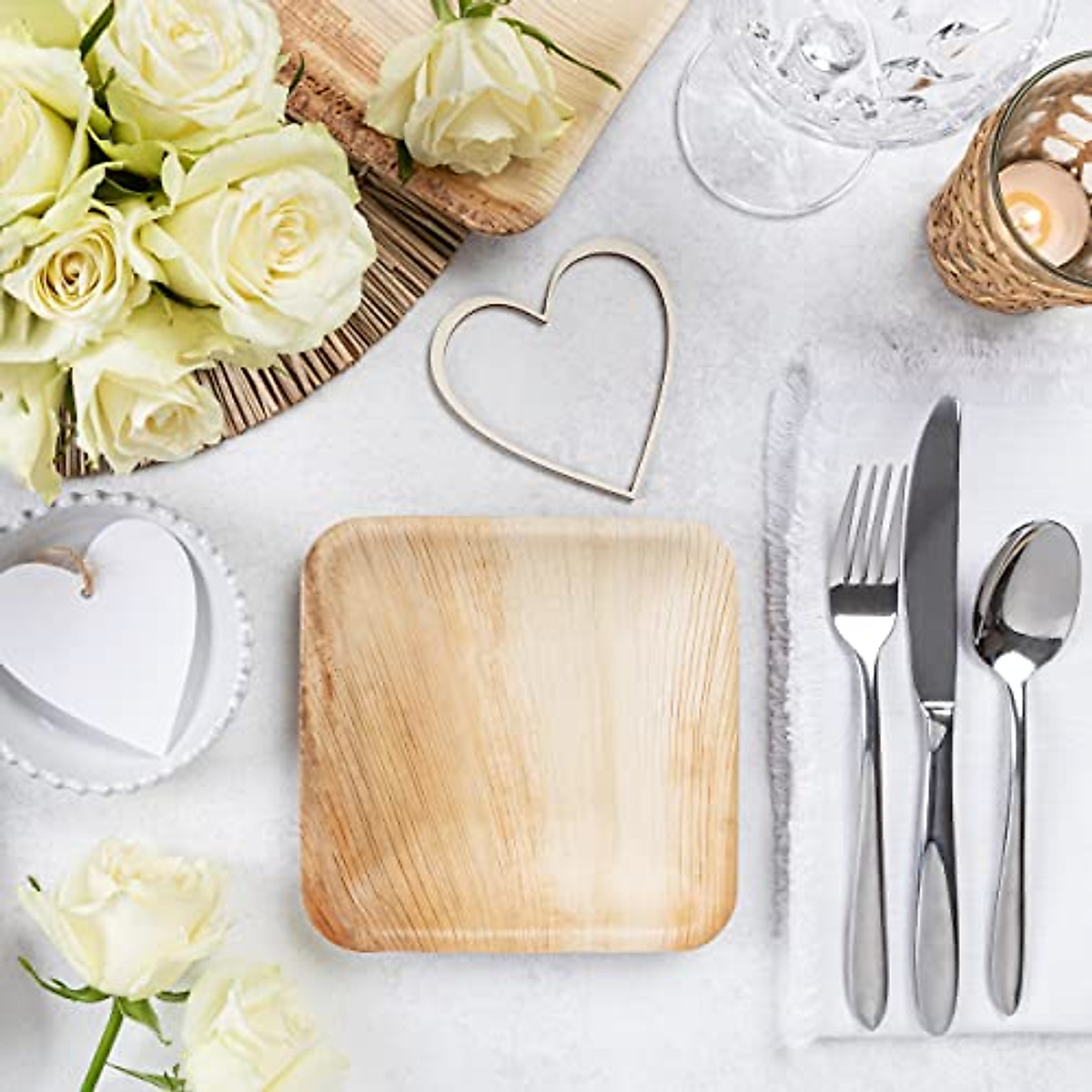 Palm Leaf Plates - Compostable and Grease Resistant 6 Inch Square Plates - Eco Friendly Plate is 100% Natural, Sturdy & Microwave Safe - Disposable & Biodegradable Wood Alternative to Bamboo Plates