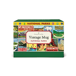 Cavallini Vintage Coffee Mug, Ceramic Mug with National Parks Design