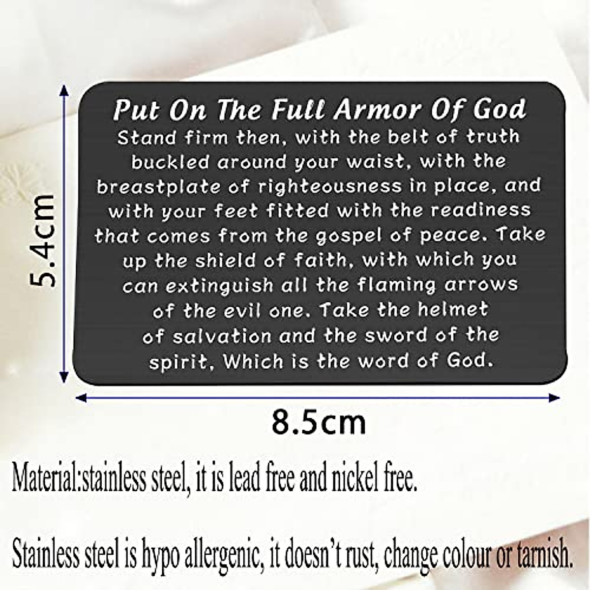 bobauna Put On The Full Armor of God Engraved Wallet Card Insert Christian Jewelry Protection Gift (Armor of God Card black)