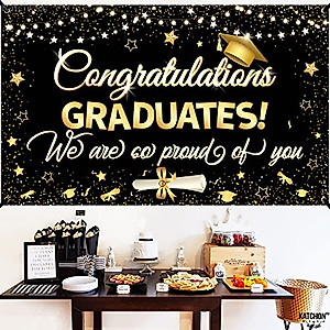 Congratulations Graduates Banner - 72x44 Inch | We Are So Proud Of You Banner for Class of 2023 Graduation Decorations | Graduation Banner, Graduation Party Decorations 2023 | Congratulations Banner
