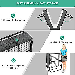 Foxemart Folding Bed with Mattress Portable Foldable Guest Beds Cot Size Rollaway Beds for Adults with Luxurious Memory 5 Inch Foam Mattress and Super Sturdy Frame, 75 x 31 Inch