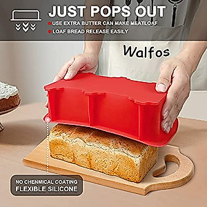Walfos Silicone Loaf Pan - Non-Stick Silicone Bread Pan, Just PoP Out! Perfect for Bread, Cake, Brownies, Meatloaf, BPA Free & Dishwasher Safe