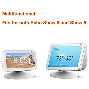 AutoSonic Stand for Echo Show 8 and 5 (1st Gen and 2nd Gen), Adjustable Accessories Compatible with Alexa Show 5 and 8, Magnetic, Swivel and Tilt, White