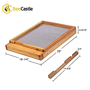 BeeCastle Beehive Screened Bottom Board Dipped in 100% Beeswax,Screened Bottom Board with Solid Wood (10-Frame)